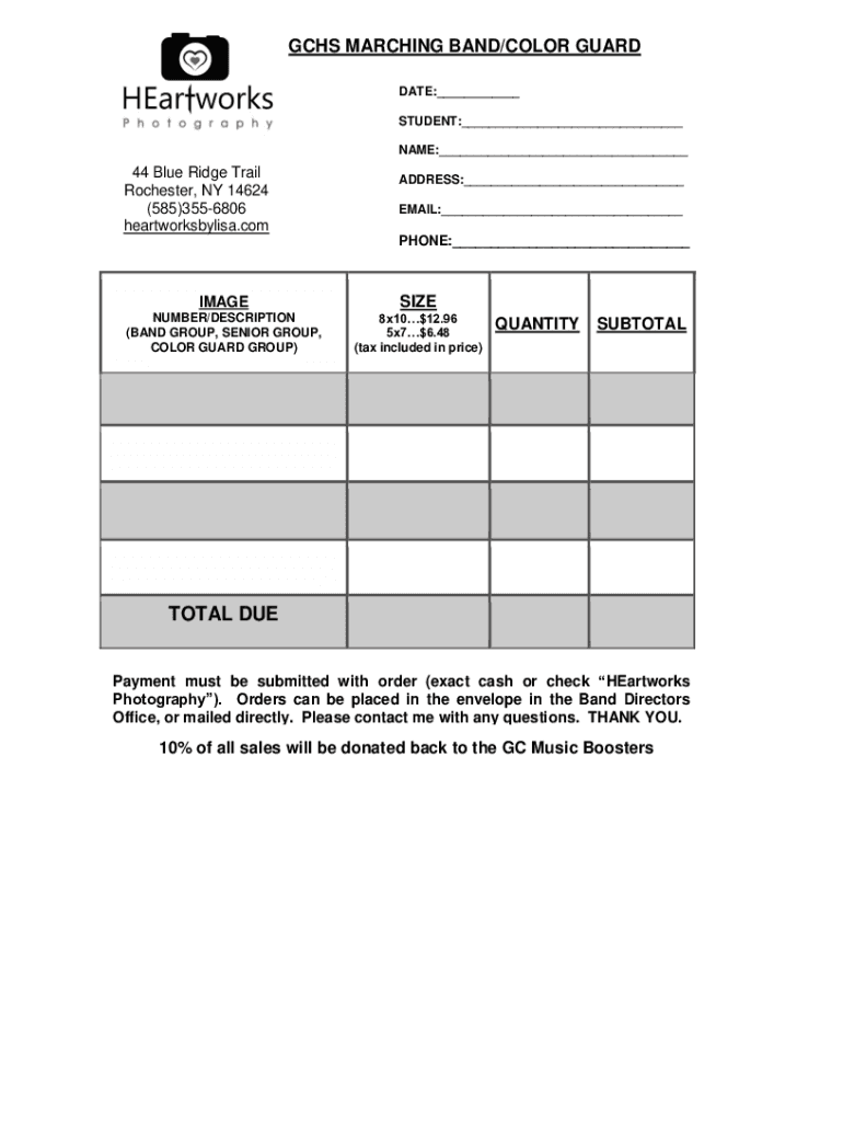 Fillable Online RCSD Arts Department - Pride of Rochester Marching Band ...