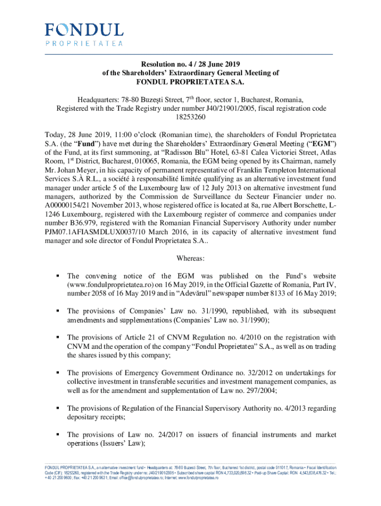 Fillable Online EGM 1. Resolution for approving the termination of BB9 Fax Email Print - pdfFiller