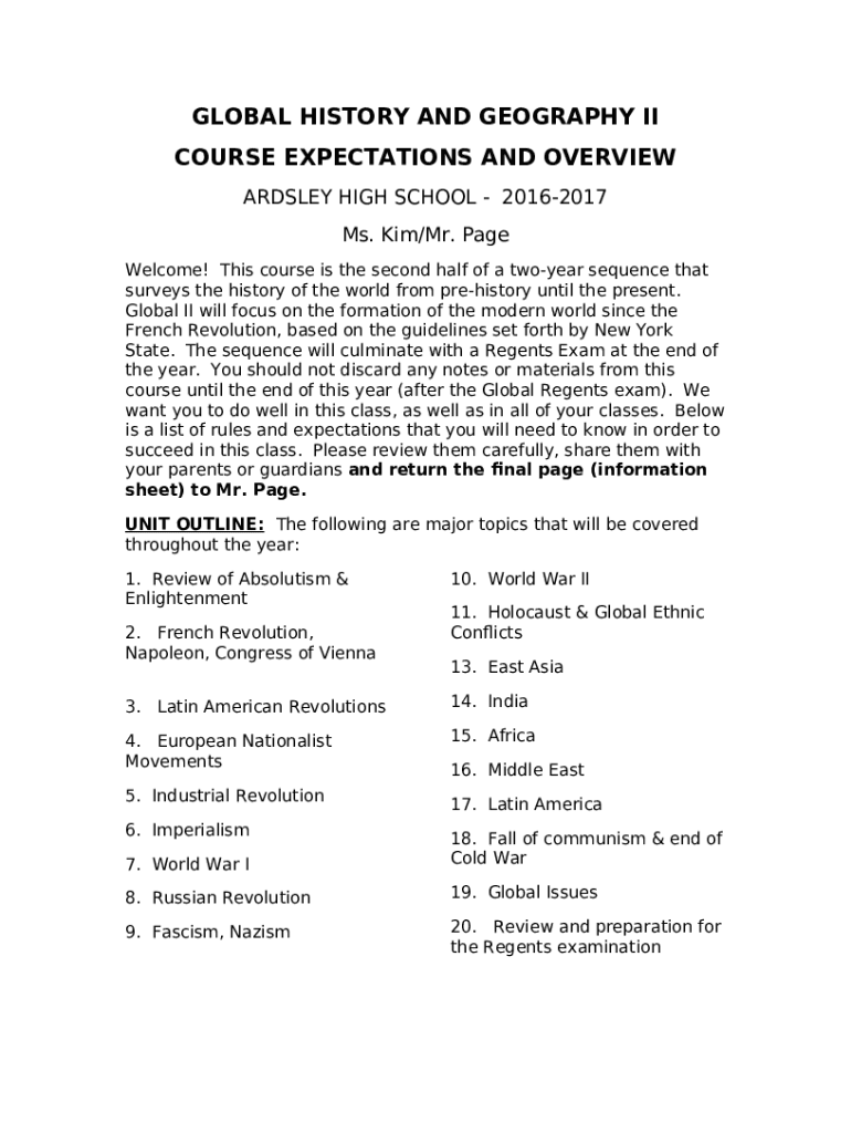 GLOBAL HISTORY AND GEOGRAPHY II Doc Template | pdfFiller