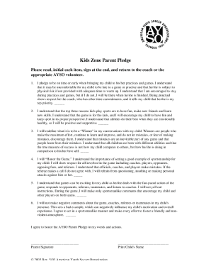 Fillable Online Kids Zone Parent Pledge - cloudfront.net Fax Email Print - pdfFiller