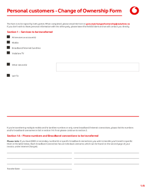 Fillable Online Personal customers - Change of Ownership Form - psdops ...
