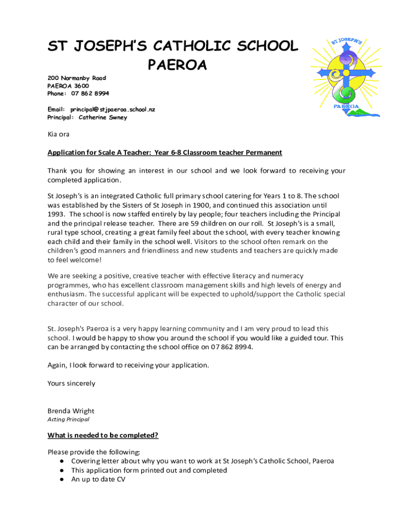 Fillable Online St Joseph's Catholic School (Paeroa) - Education Review Office Fax Email Print ...
