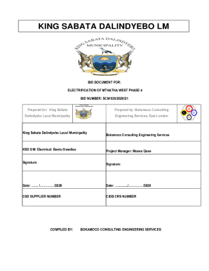 Fillable Online ksd gov South Africa Govt Tender for Electrification of ...