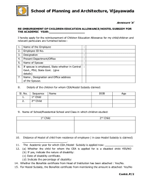 Fillable Online spav ac application for children education allowance ...