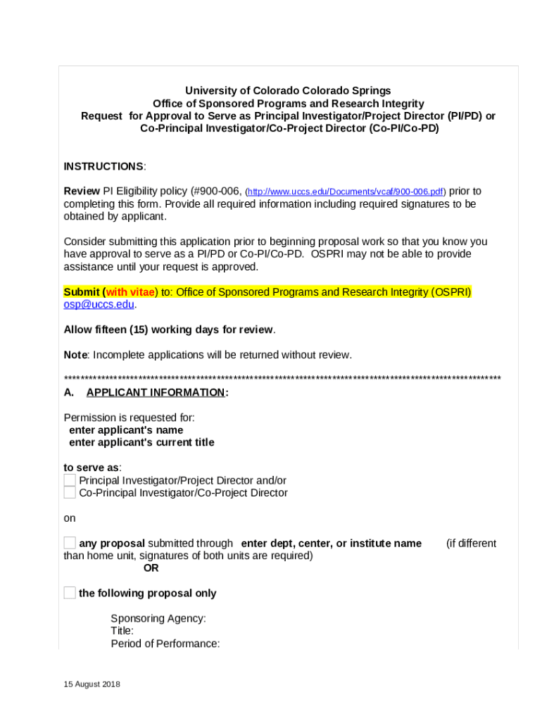 PI Eligibility Request .doc Doc Template | pdfFiller