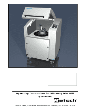 Fillable Online NEW: vibratory disc mill by Retsch - 42781 Haan ...