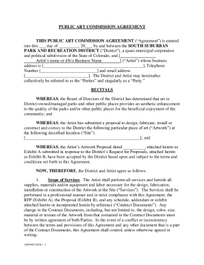 Fillable Online PUBLIC ART COMMISSION AGREEMENT THIS PUBLIC ART ... Fax ...
