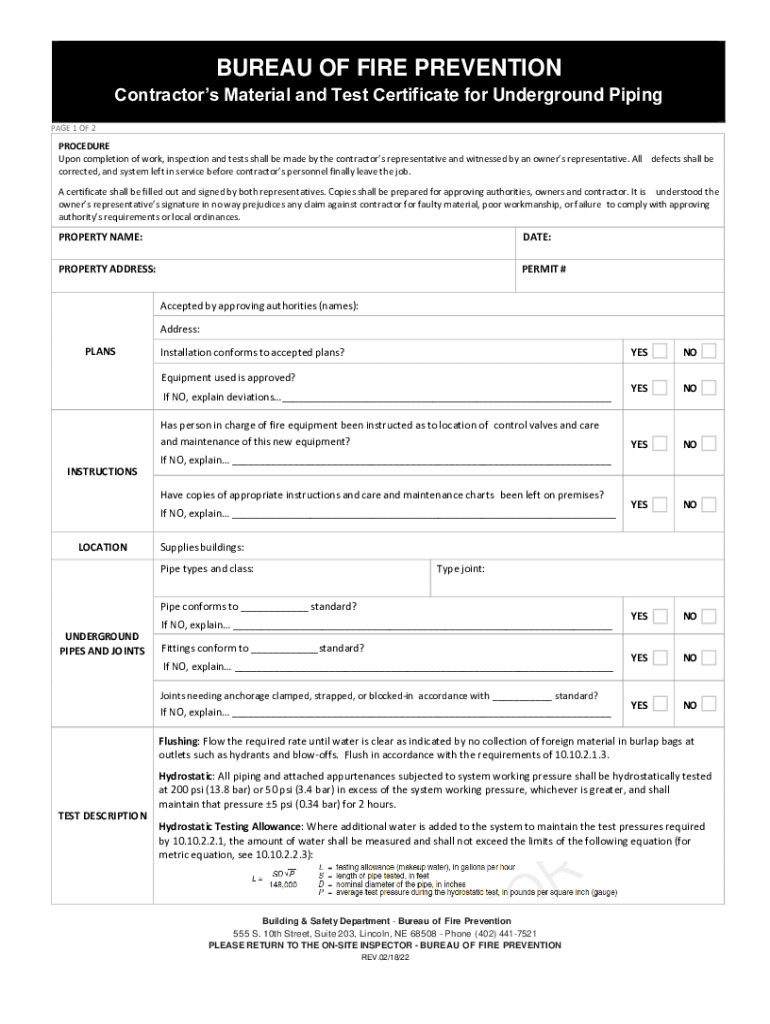 Fillable Online Contractor's Material and Test Certificate for ...