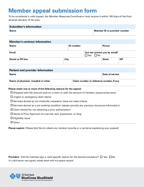 Fillable Online Member appeal submission form - Health Advantage Fax ...