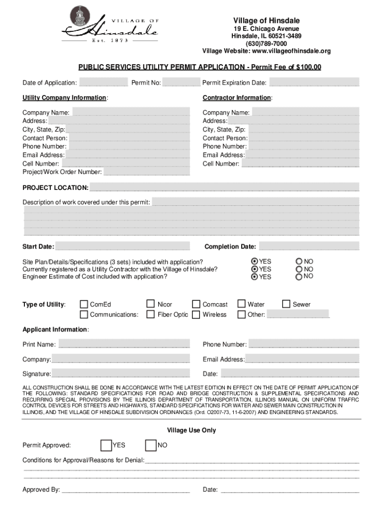Fillable Online Tri-State Tollway at Hinsdale Oasis (Permit # Nicor ...