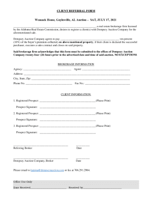 Fillable Online CLIENT REFERRAL FORM Fax Email Print - pdfFiller