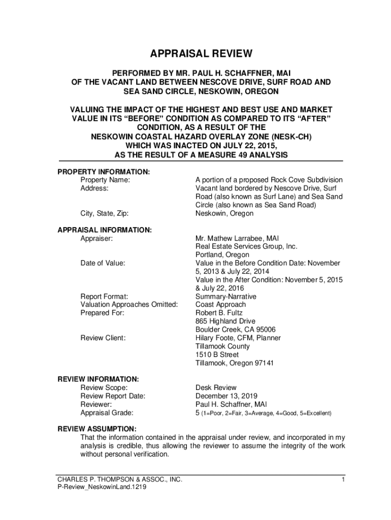 Fillable Online APPRAISAL REVIEW - Tillamook County Fax Email Print ...