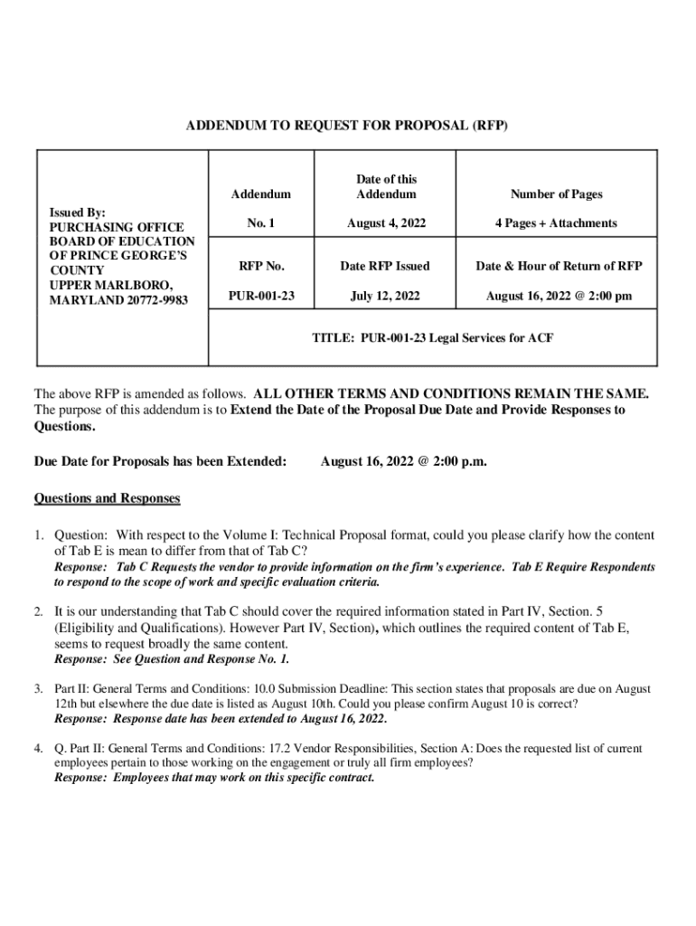 Fillable Online 1 ADDENDUM TO REQUEST FOR QUOTE (RFQ ... - Offices ...