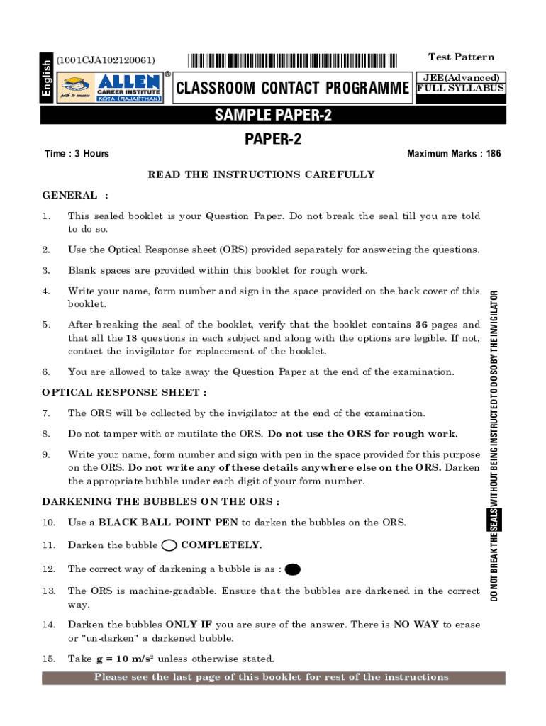 Fillable Online SAMPLE PAPER-2 Fax Email Print - pdfFiller