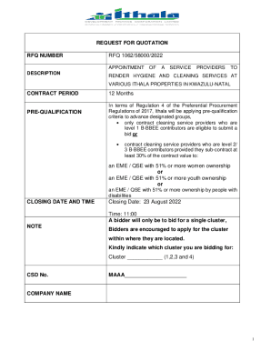 Fillable Online REQUEST FOR QUOTATION RFQ NUMBER RFQ - ithala Fax Email Print - pdfFiller