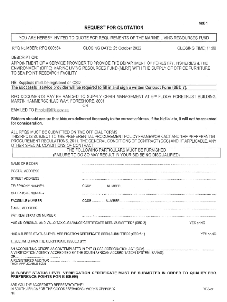 Fillable Online RFQ NUMBER: RFQ 000584 Fax Email Print - pdfFiller