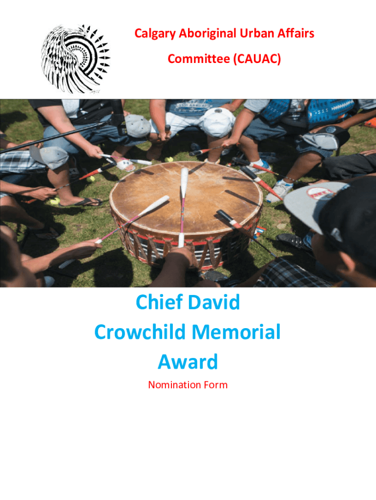 Fillable Online Chief David Crowchild Memorial Award - The City of ...
