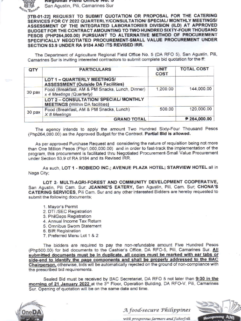 Fillable Online bicol da gov Department Of Agriculture - Regional Field Office v Fax Email Print ...