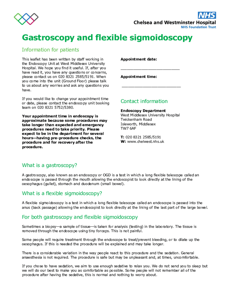 Fillable Online Endoscopy patient leaflets - Oxford University ...