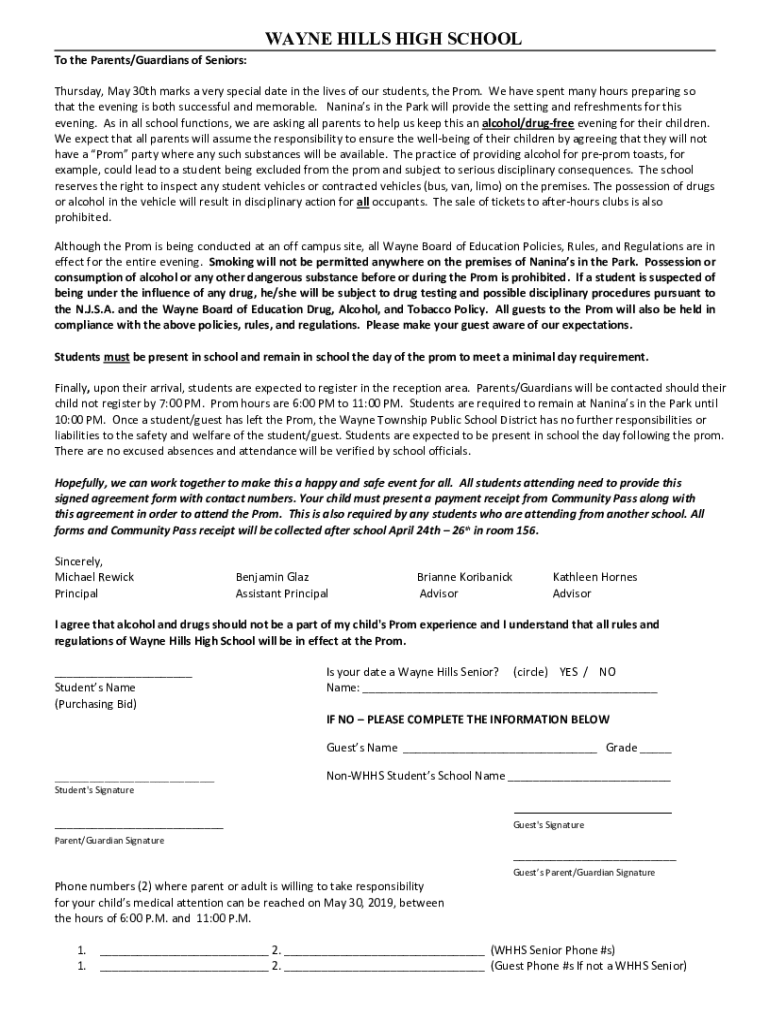 Fillable Online Senior Prom Update: Date and Location Confirmed Fax ...