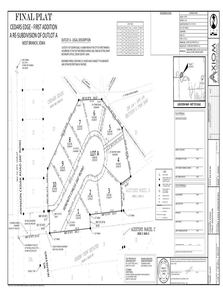 Fillable Online FINAL PLAT - City of West Branch Fax Email Print ...