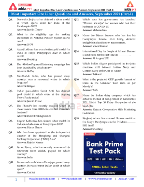 Fillable Online Most Important One Liner Questions and Answers ...