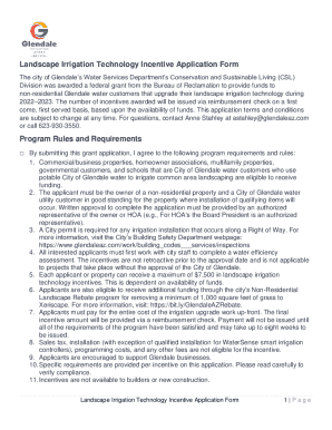 Fillable Online Landscape Irrigation Technology Incentive Application ...