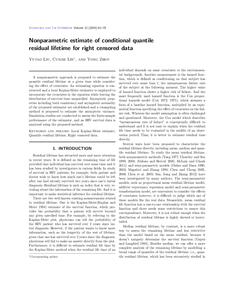 Fillable Online Quantile residual lifetime with right-censored and ... Fillable Online Quantile residual lifetime with right-censored and ...