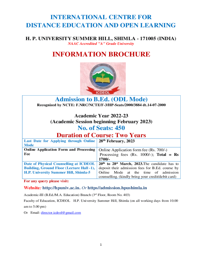 Fillable Online international centre for distance education and open ...