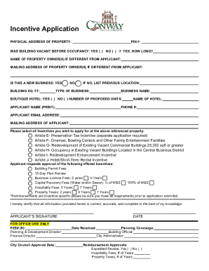 Fillable Online Incentives / Special Assessment Forms Fax Email Print - pdfFiller