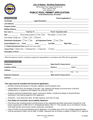 Fillable Online PUBLIC POOL PERMIT APPLICATION Fax Email Print - pdfFiller