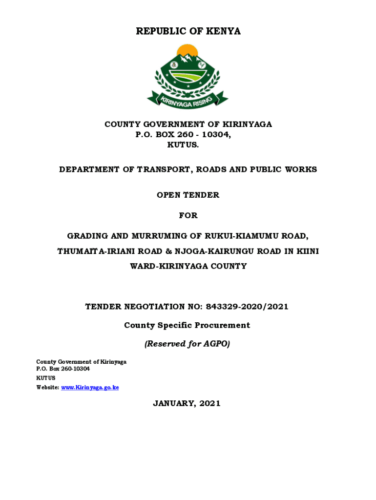 Fillable Online kirinyaga go GRADING AND MURRAMING OF RUKUI-KIAMUMU ...