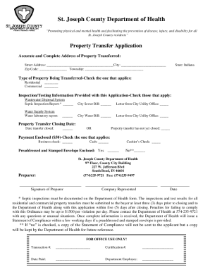 Fillable Online Property Transfer ApplicationSt. Joseph County ...
