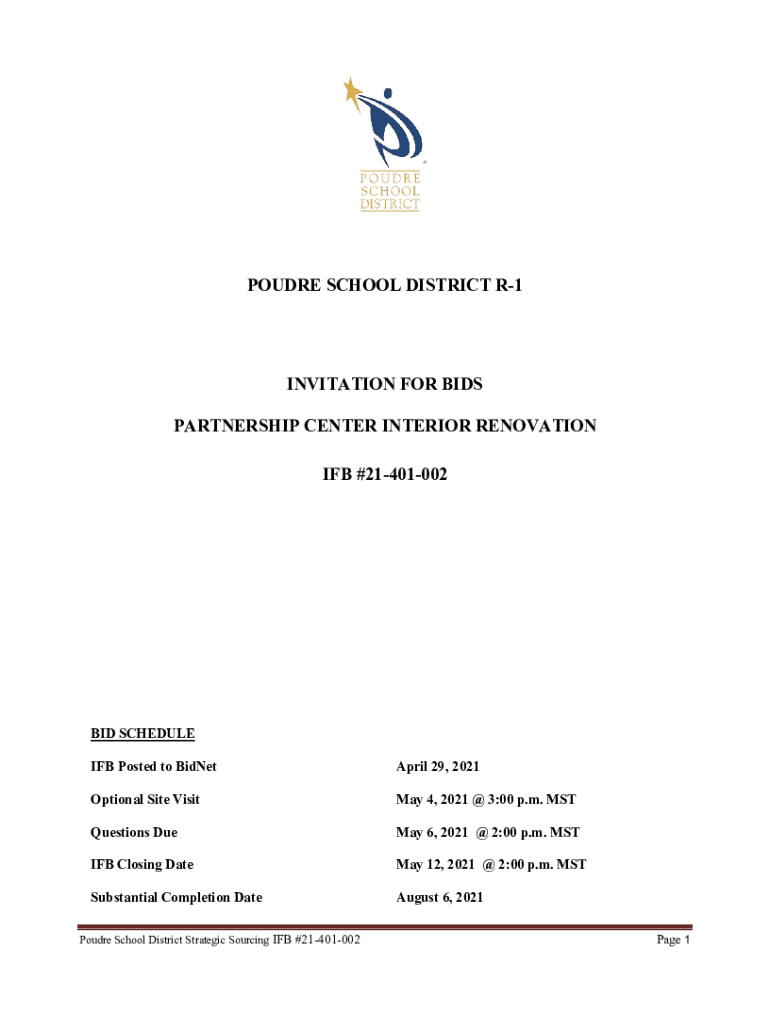 Fillable Online poudre school district r-1 invitation for bids fossil ridge high ... Fax Email ...