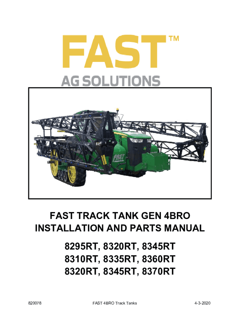 Fillable Online fast track tank gen 4b installation and parts manual ...