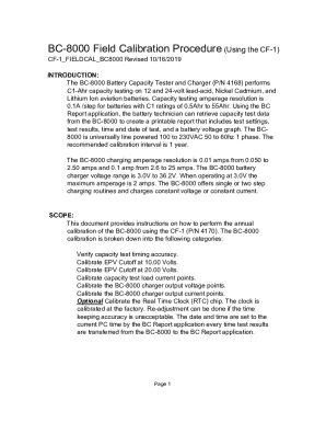 Fillable Online BC-8000 Field Calibration Procedure (Using the CF-1 ...