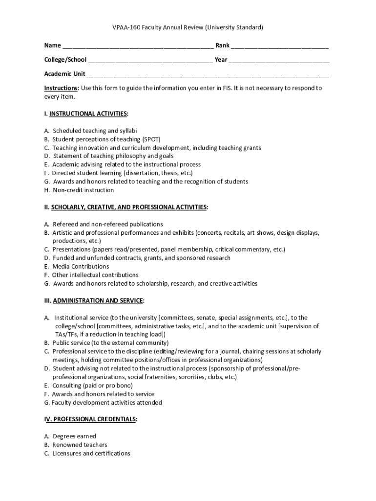 Fillable Online vpaa unt Annual Performance Review Toolkit - Michigan ...