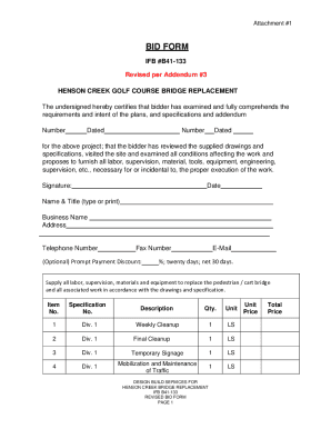 Fillable Online Revised per Addendum #3 Fax Email Print - pdfFiller