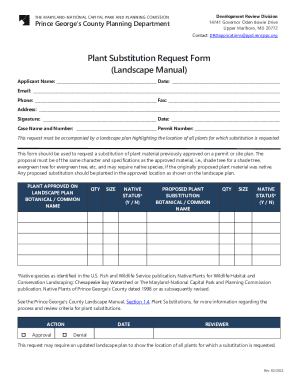 Fillable Online Plant Substitution Request Form (Landscape Manual) Fax Email Print - pdfFiller