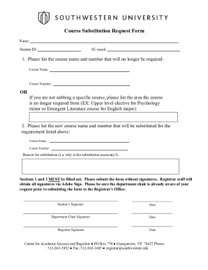 Fillable Online Course Substitution Request Form Fax Email Print - pdfFiller