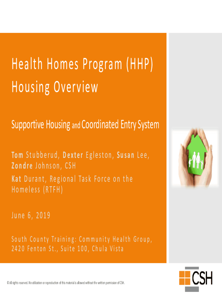 Fillable Online Health Homes Program (HHP) HousingBrief Overview Fax ...
