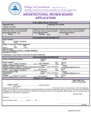 Fillable Online ARCHITECTURAL REVIEW BOARD APPLICATION Fax Email Print ...