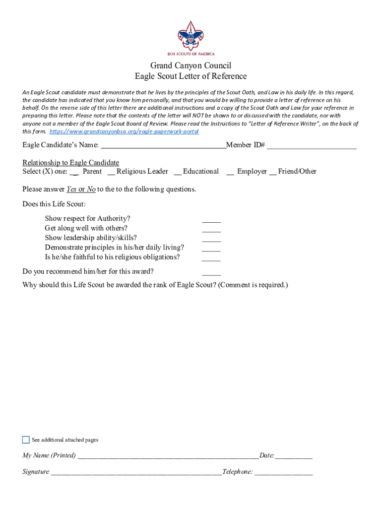 Fillable Online How To Write an Eagle Scout Reference Letter in 7 Steps ...