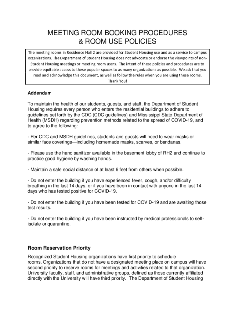 Fillable Online studenthousing olemiss Best Practices for Conference ...