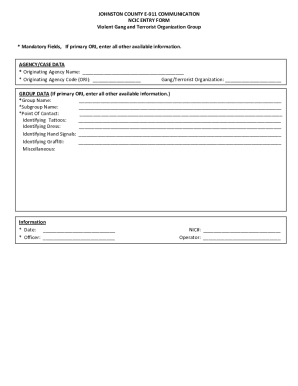 Fillable Online NCIC FORMS FOR Emergency 911 CENTER Fax Email Print ...