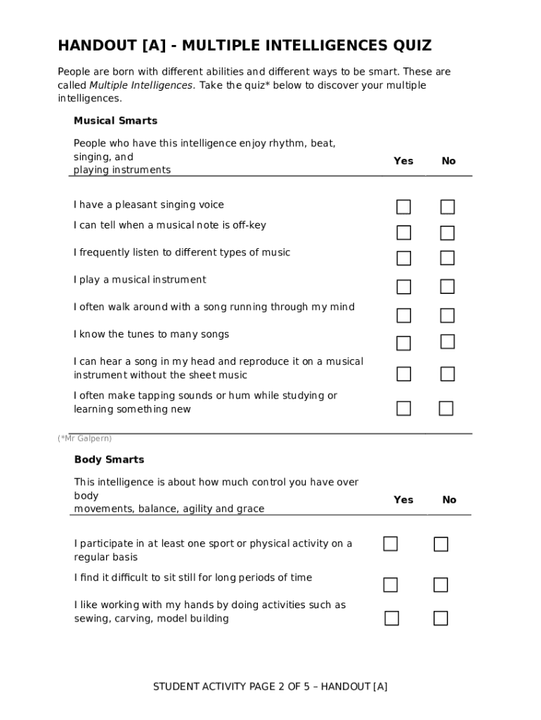 handout a - multiple intelligences quiz - Comox Valley Schools Doc ...