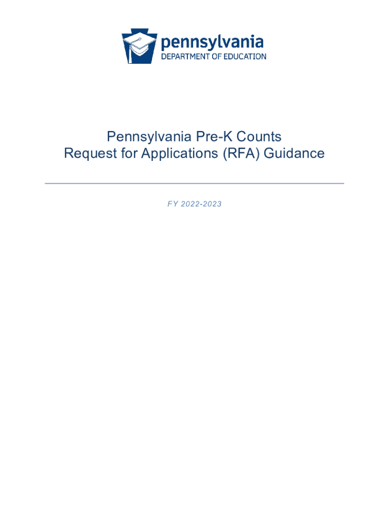 Fillable Online PA Pre-K Counts Request for Applications Announced ...