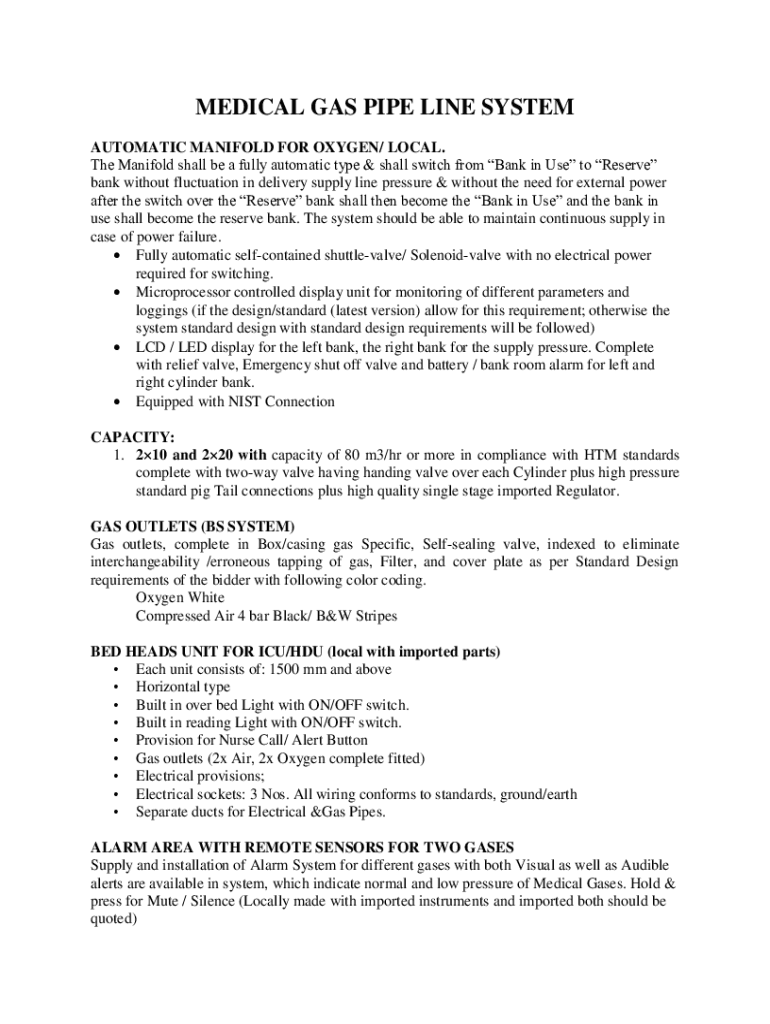 Fillable Online Amico NFPA Medical Gas Manifold - Hospital Facility ...