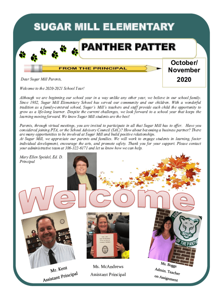Fillable Online SUGAR MILL ELEMENTARY PANTHER PATTER Fax Email Print - pdfFiller