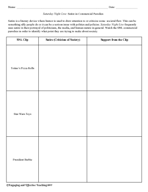 Fillable Online SNL Satire Worksheet - Studylib Fax Email Print - pdfFiller